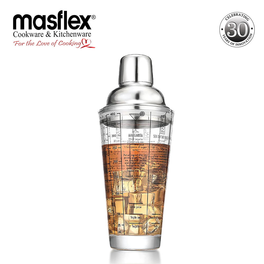 Masflex 400ml Glass Cocktail Shaker - Masflex