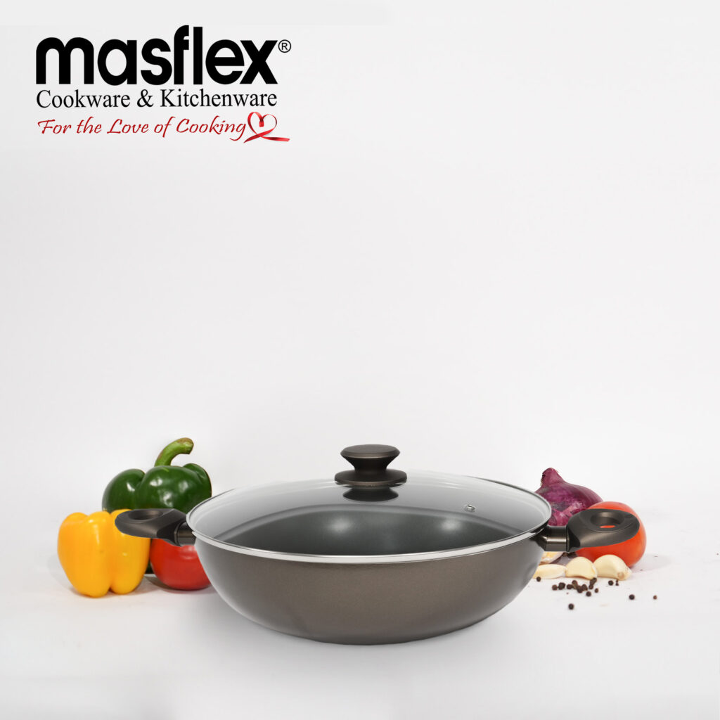 32cm Master Class Induction Wok with Glass Lid - Masflex