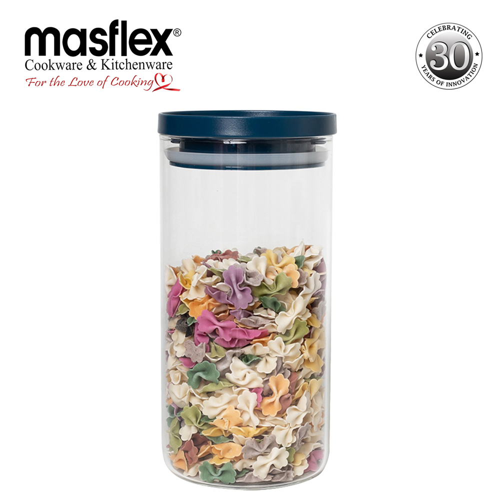 Masflex 1500ml Round Glass Jar w/ Lid 52oz/1.5 Liter - Masflex